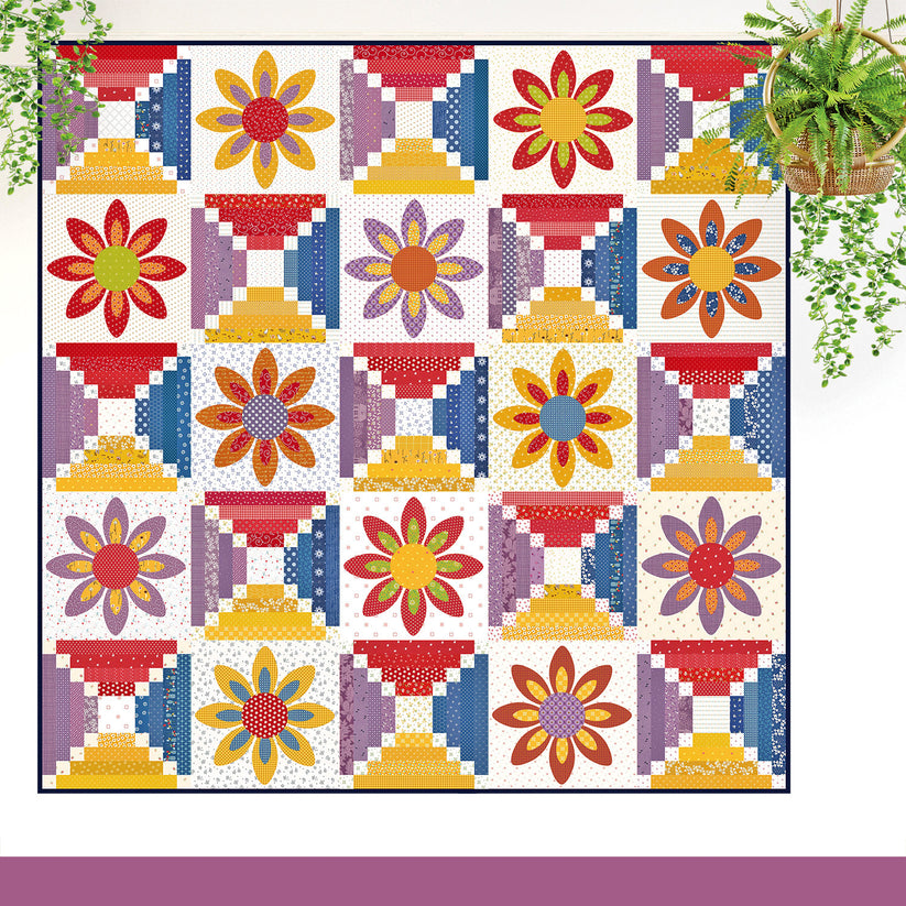 Desert Roses: Log Cabin Flower Quilt Pattern (PDF) – The Red Boot Quilt Co.