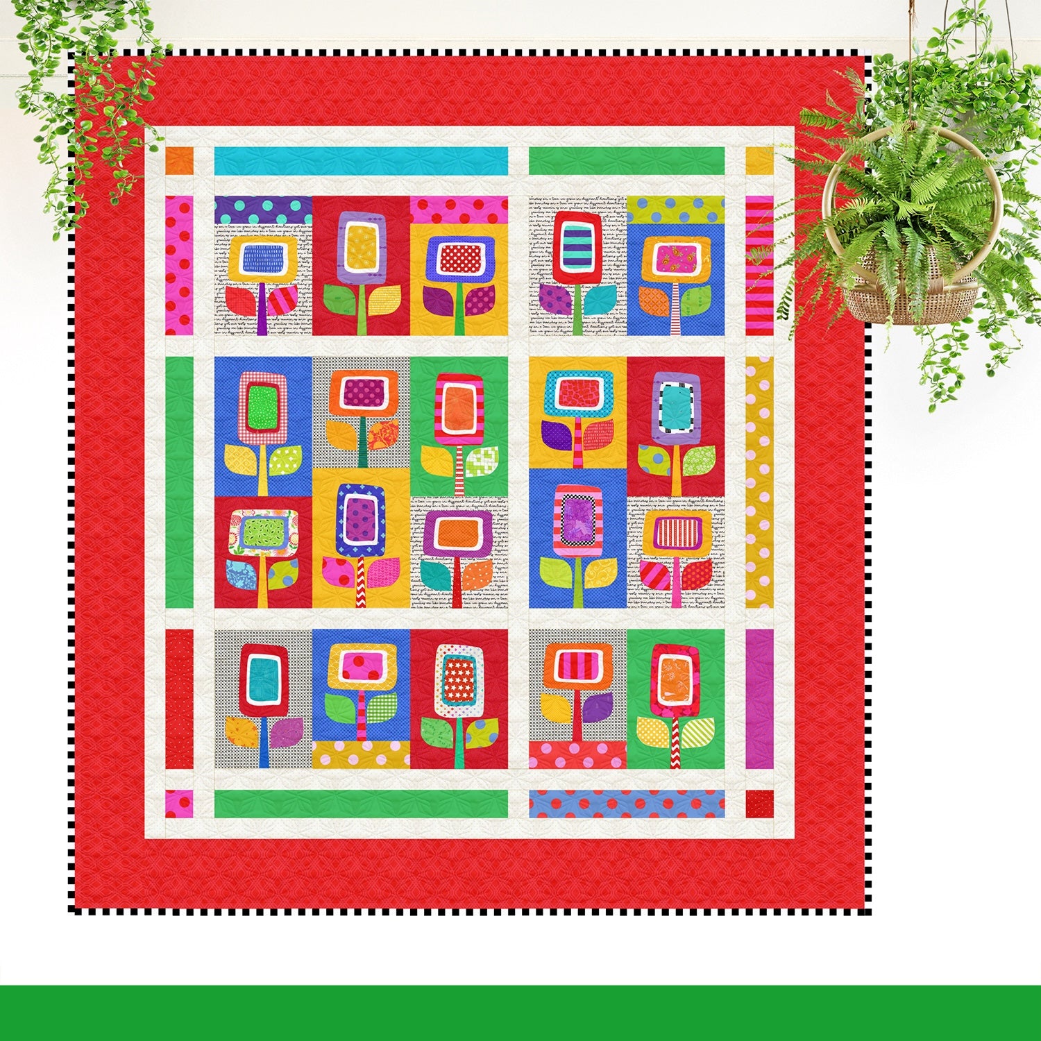 Retro Revelry: FreeSpirit Fabrics Applique Quilt Pattern – The Red Boot Quilt Co.