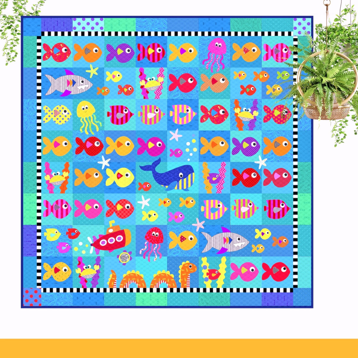 Swim Little Fishies: Sea Creature Quilt Pattern – The Red Boot Quilt Co.