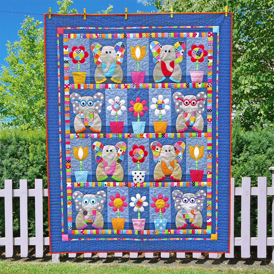 Patchwork Elephants: Applique Elephants Quilt Pattern – The Red Boot ...